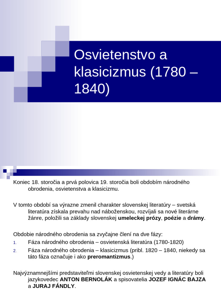 Osvietenstvo A Klasicizmus (1780 1840) | PDF