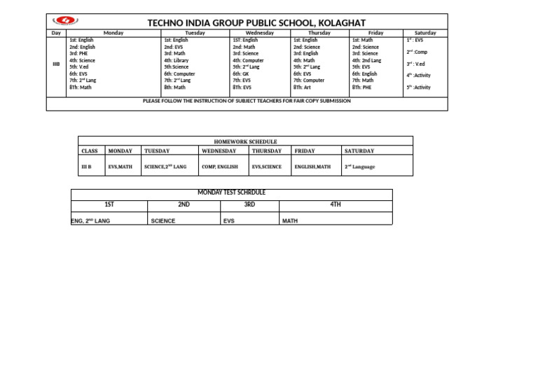 Class Timetable of III-B 2025 | PDF
