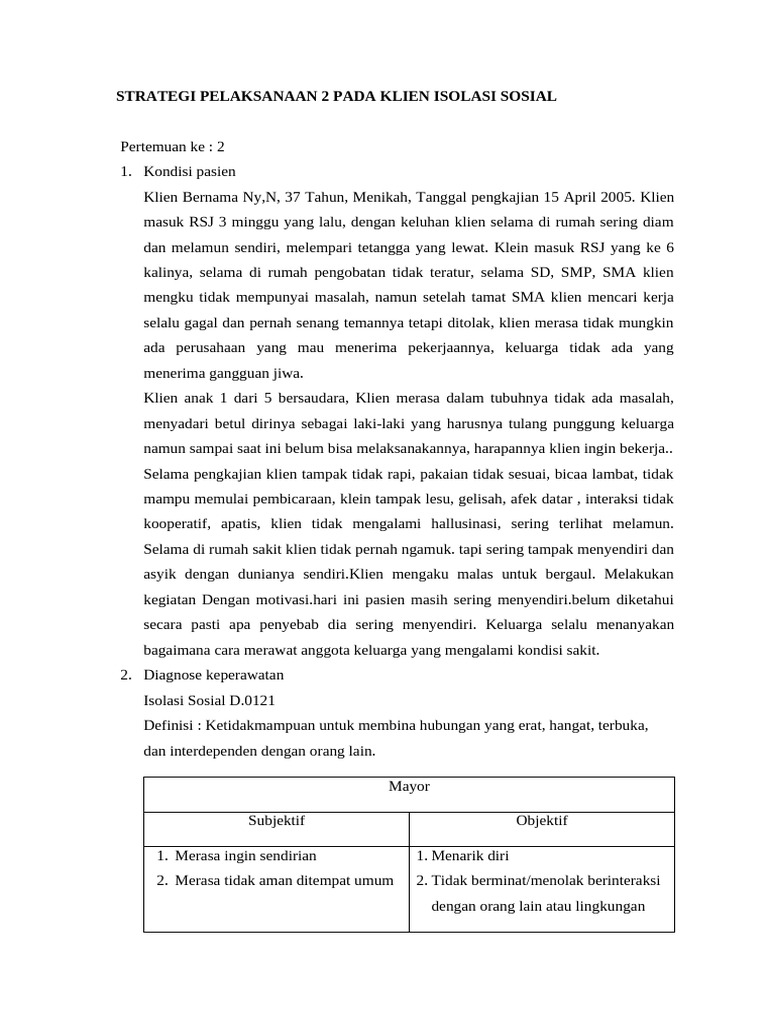 Strategi Atasi Isolasi Sosial Klien | PDF
