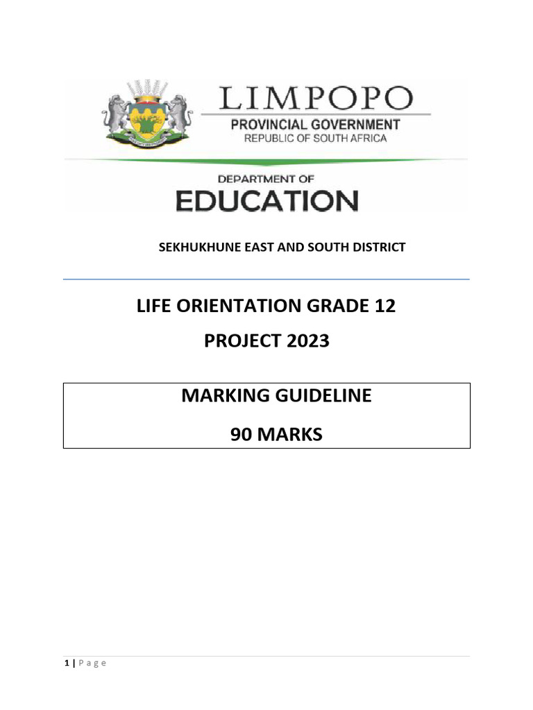 Project Marking Guideline Lo Grade 12 2023 | PDF | Hiv/Aids | Human ...