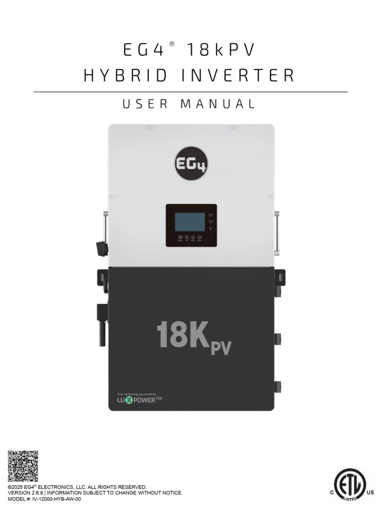 IV-12000 Hybrid Inverter Manual | PDF | Solar Panel | Photovoltaics