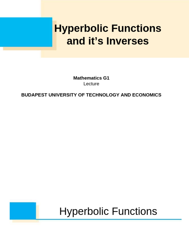 G1 Lecture 1st B Hyperbolic Functions | PDF | Trigonometric Functions | Function (Mathematics)
