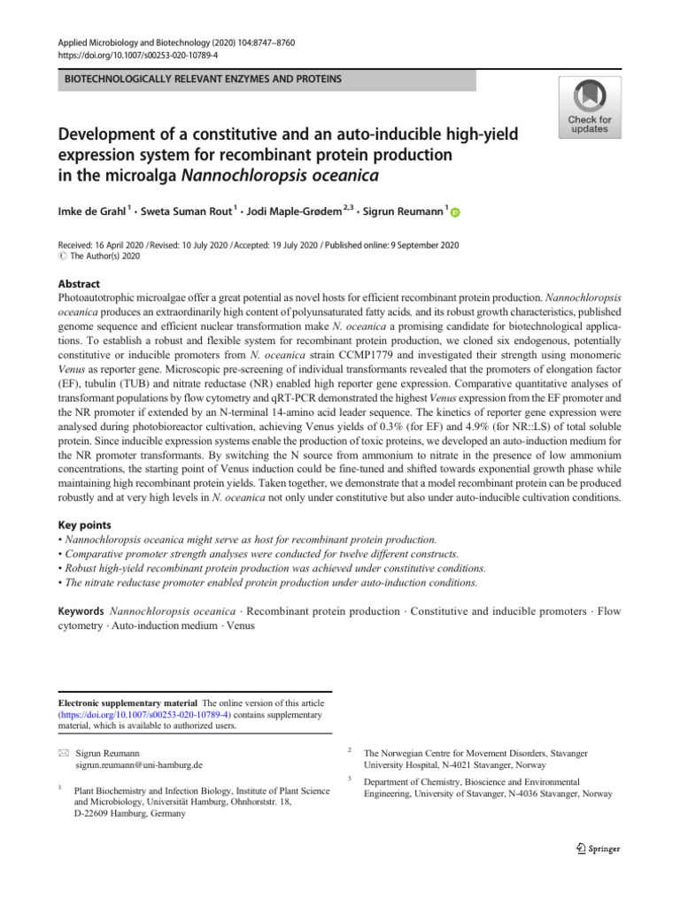 Development of A Constitutive and An Auto-Inducible High-Yield Expression System For Recombinant ...
