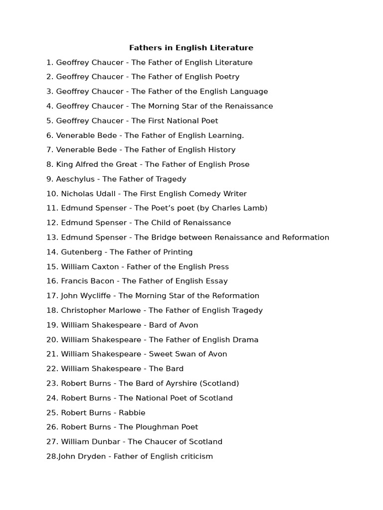 Fathers in English Literature | PDF | William Wordsworth | English ...