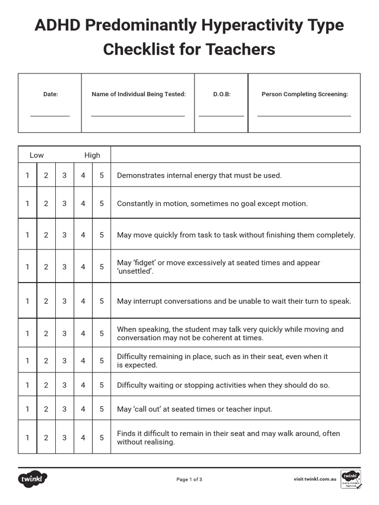 Au S 1645333838 Adhd Checklist Hyperactivity Type For Teachers Ver 2 ...