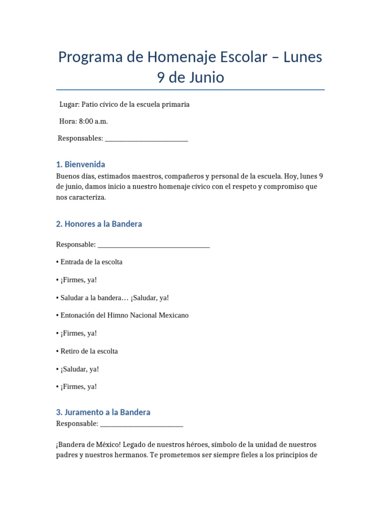 Programa Homenaje 9 Junio | PDF | Entorno natural