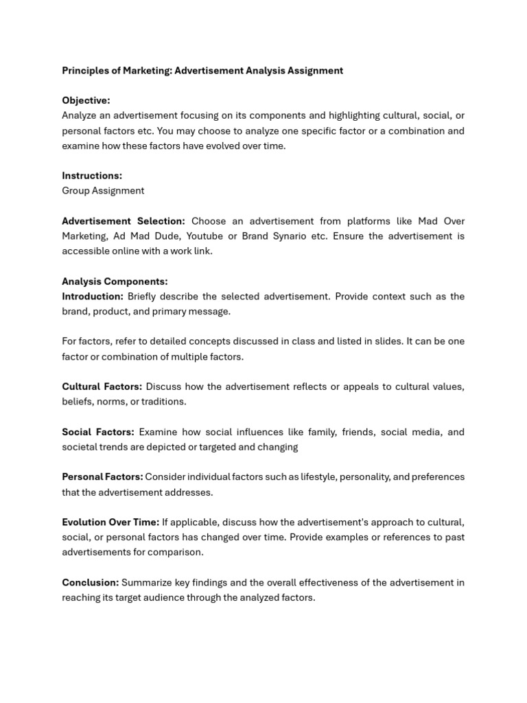Principles of Marketing Assignment 2-1 | PDF | Advertising | Marketing