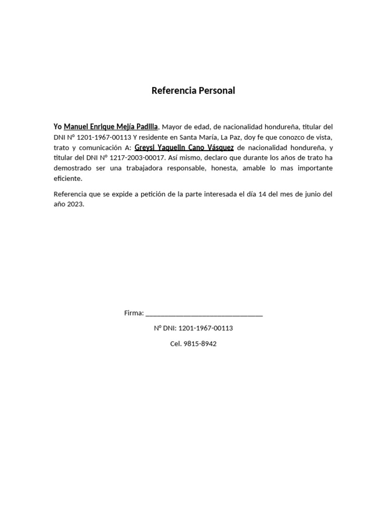 Referencia Personal | PDF