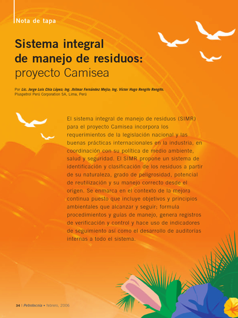 Manejo de Residuos en Proyecto Camisea | PDF | Residuos | Reciclaje