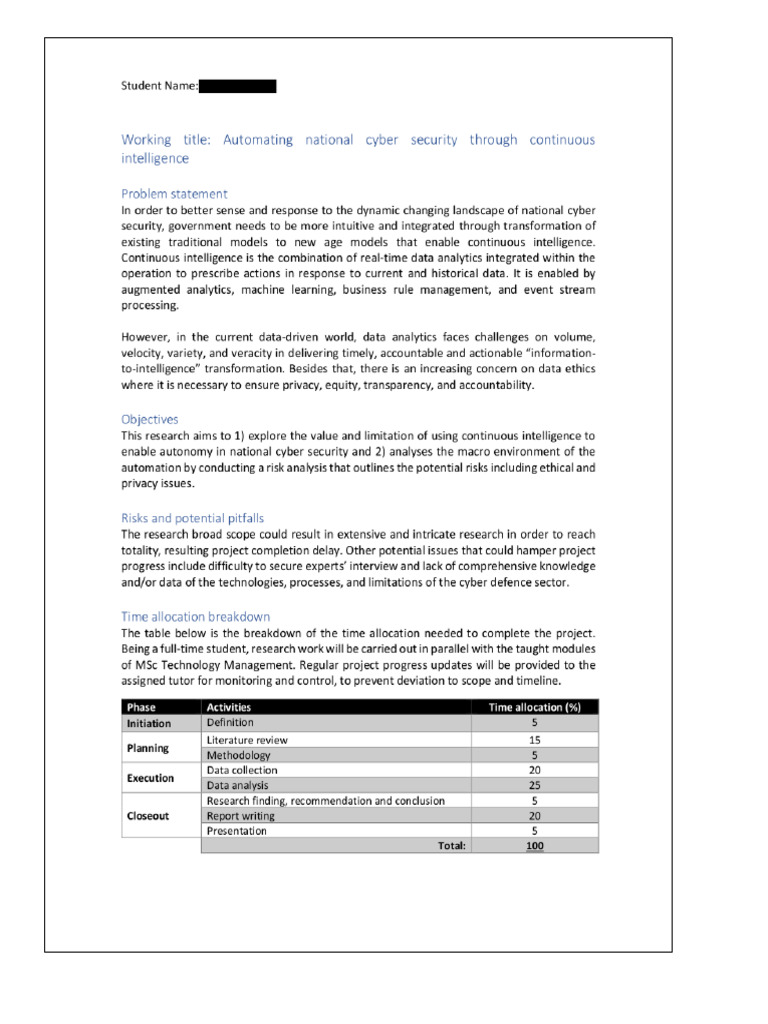 Project Proposal - Sample A | PDF