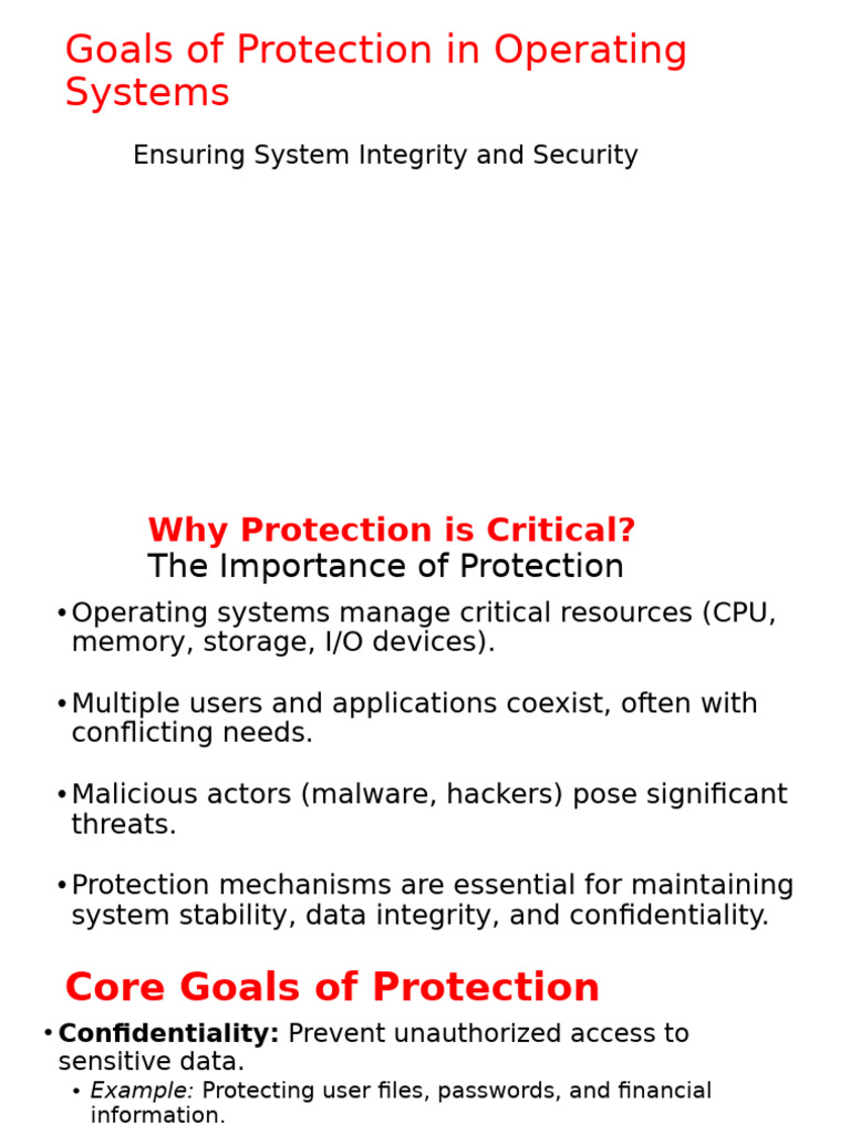 Goals of Protection in Operating Systems: Ensuring System Integrity and Security | PDF | Process ...