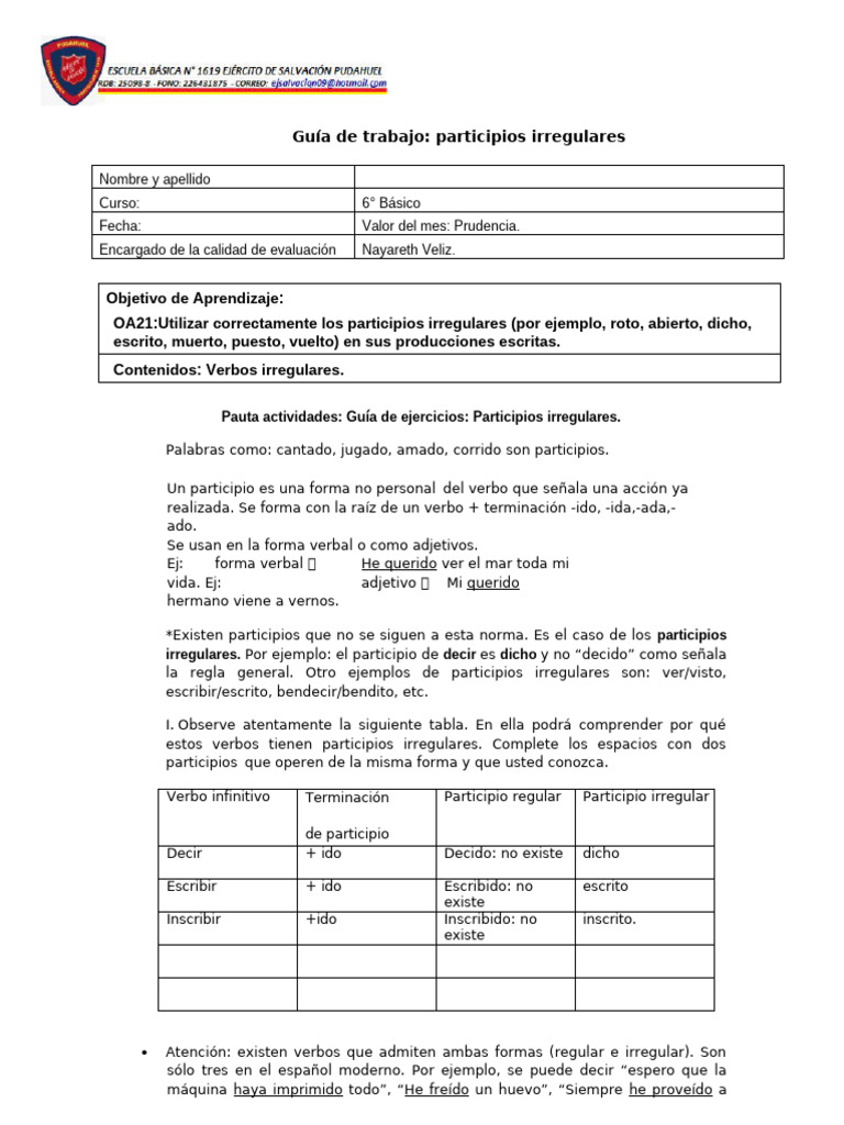 Participios Irregulares Parte 1 | PDF | Verbo | Lingüística