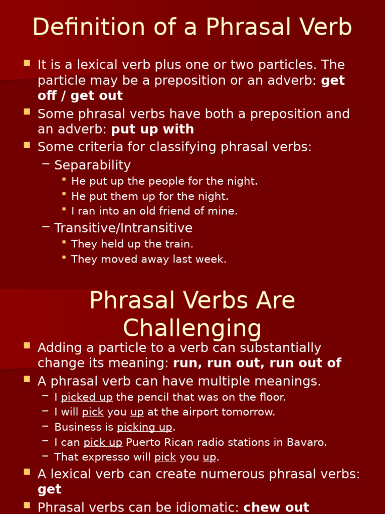 Definition of A Phrasal Verb | PDF