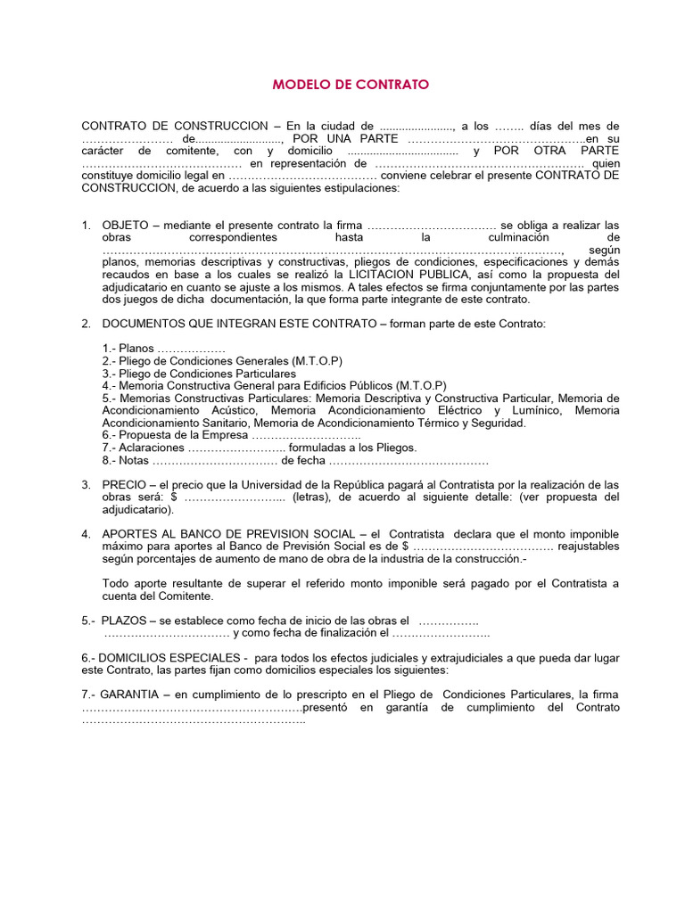 Contrato de Construcción Detallado | PDF | Economias