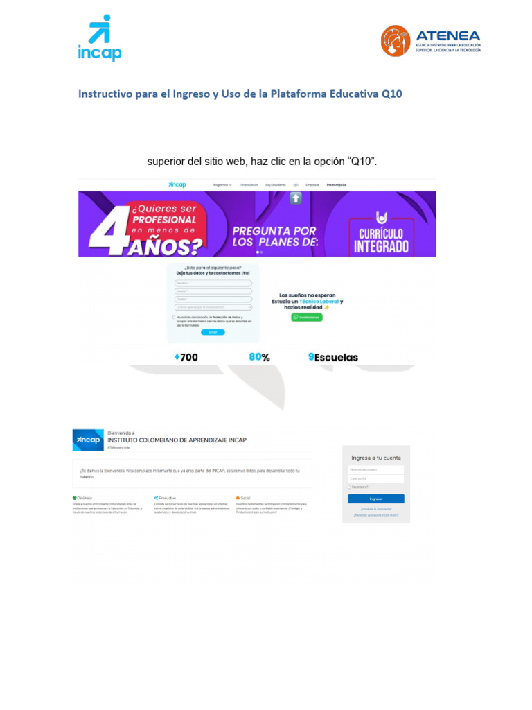 Instructivo Ingreso A La Plataforma Q10 ? | PDF