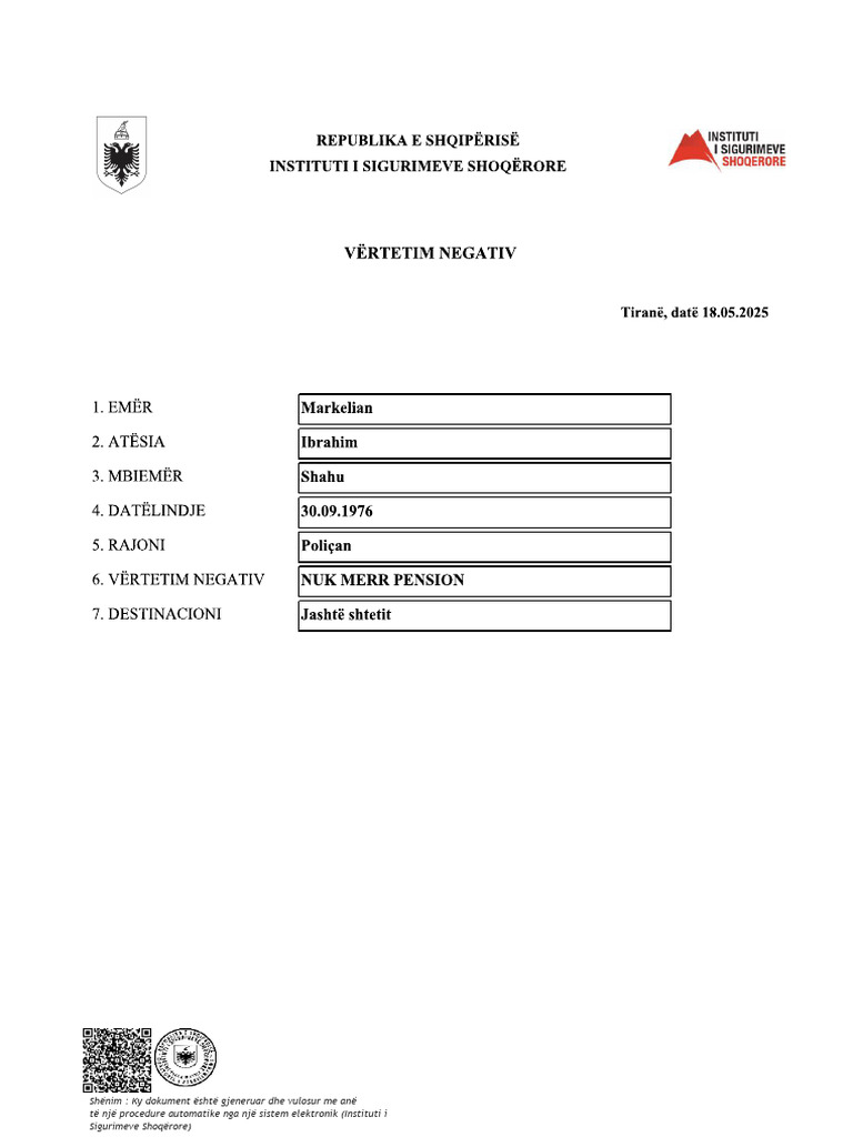 Vertetim Negativ 18 05 2025 | PDF