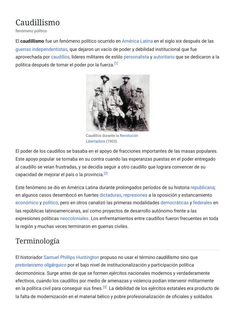 Caudillismo - Wikipedia, la enciclopedia libre | PDF | Ciencias Políticas