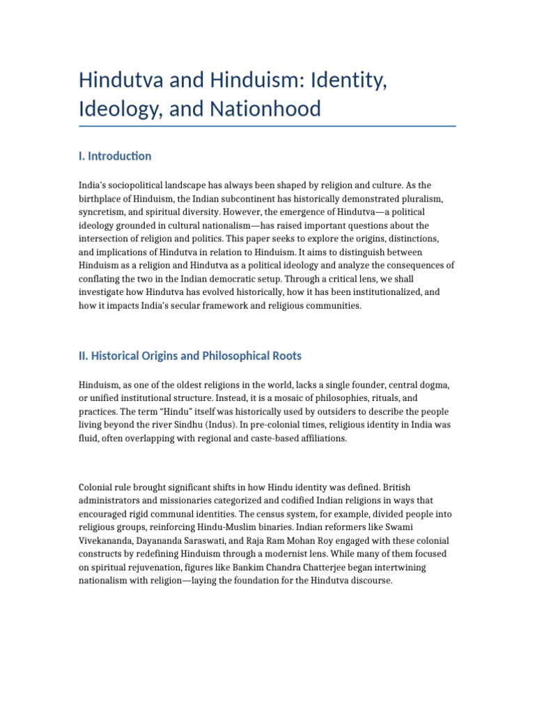 Hindutva and Hinduism DSE Assignment Part1 | PDF