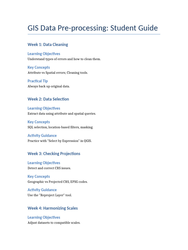 GIS Data Preprocessing Handout | PDF