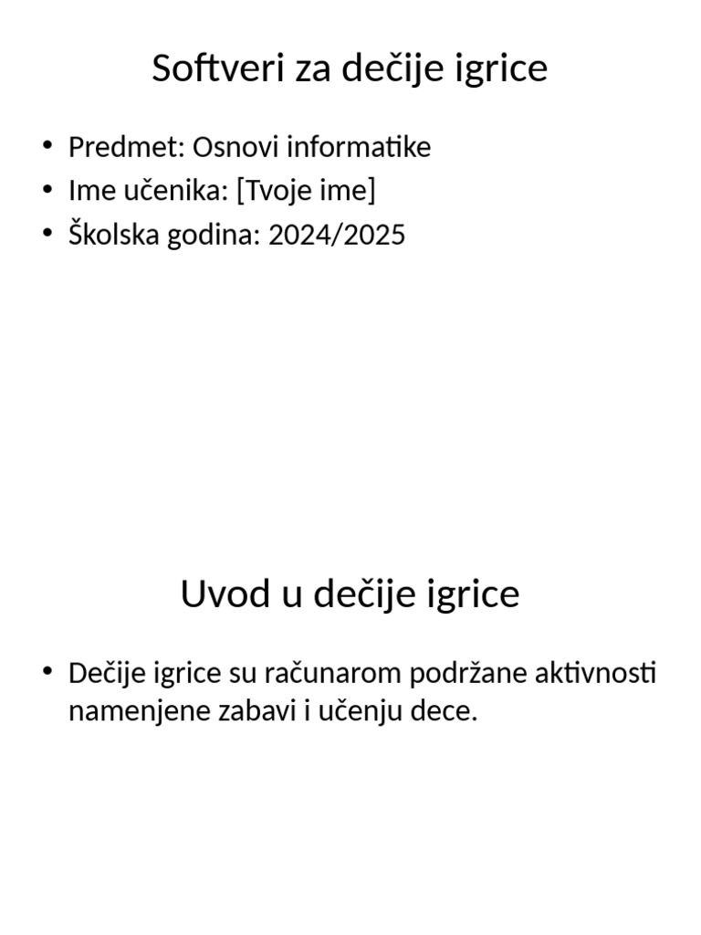 Softveri Za Decije Igrice | PDF