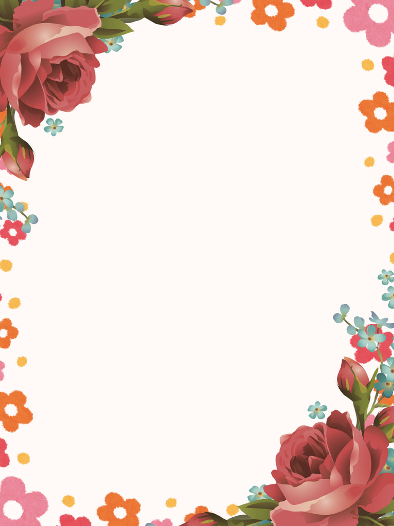 Red & Pink Simple Flowers Page Border | PDF