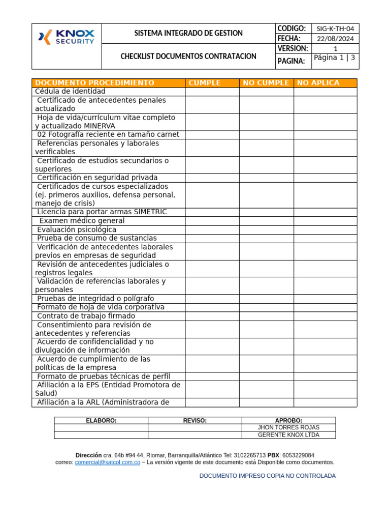 CHECKLIST_SIG-K-TH-04 | PDF