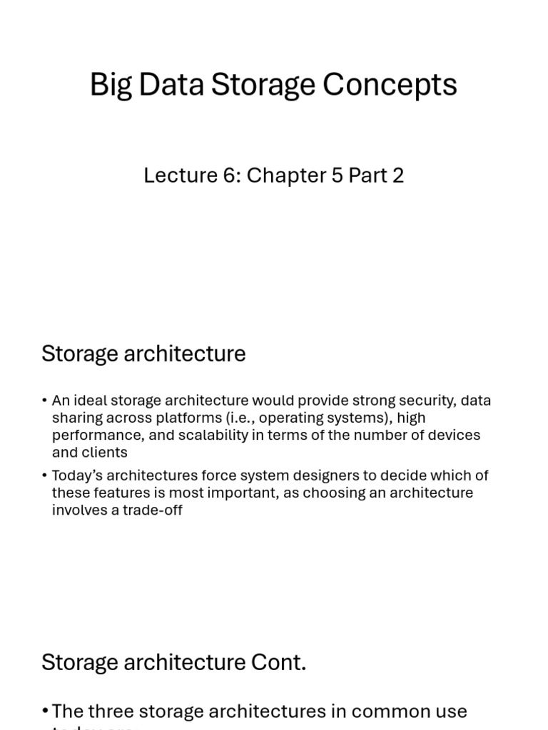 Lecture 6 Chapter 5 Part 2 Big Data Storage Concepts (4) | PDF