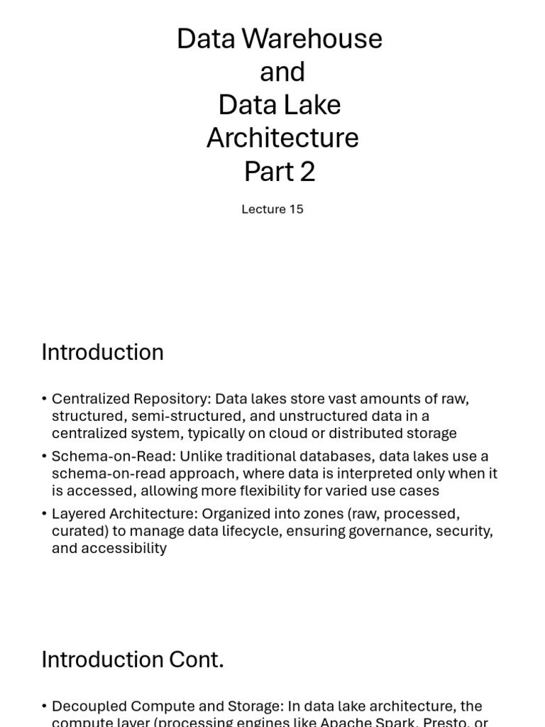 Lecture 15 Data Warehouse and Data Lake Architecture Part 2 | PDF | Computer Science ...