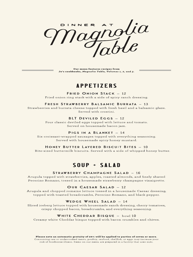 Magnolia Table Dessert Menu | PDF | Cakes | Cooking