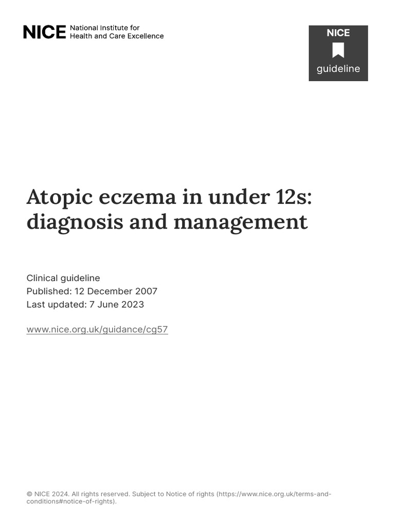 Atopic Eczema in Under 12s Diagnosis and Management PDF 9755 | PDF ...