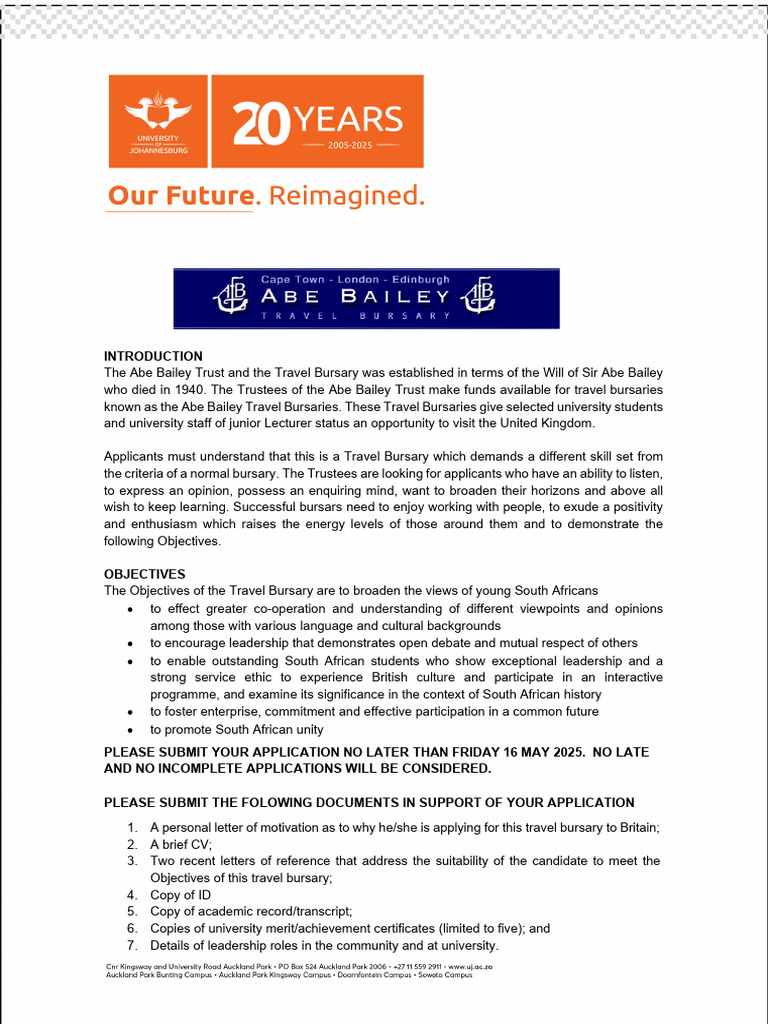 Abe Bailey Advert 2025 | PDF