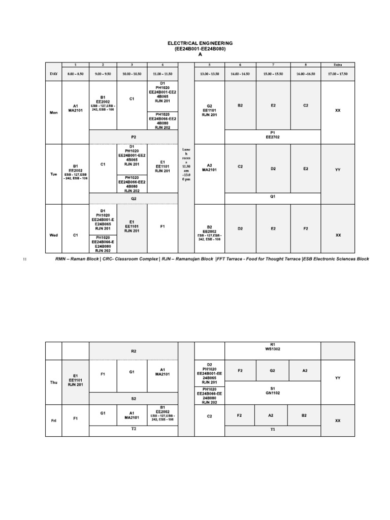 Sem 2 Timetable | PDF