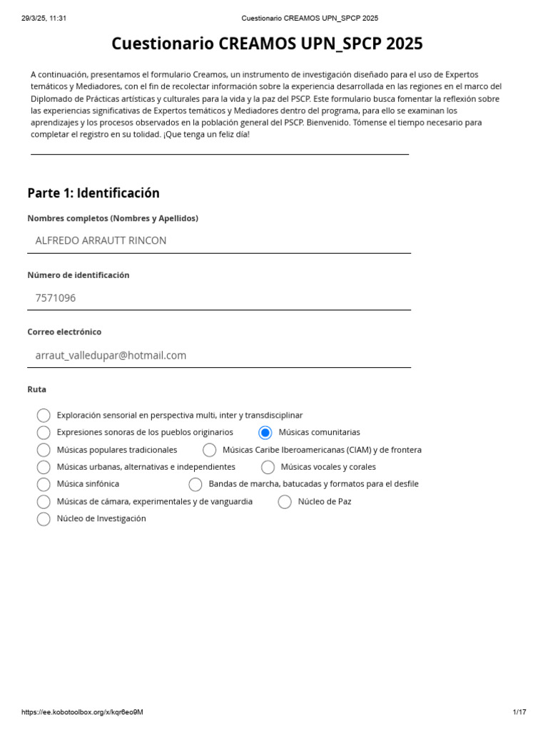 Cuestionario CREAMOS UPN - SPCP 2025 ALFREDO ARRAUTT - Compressed - Compressed - Compressed ...