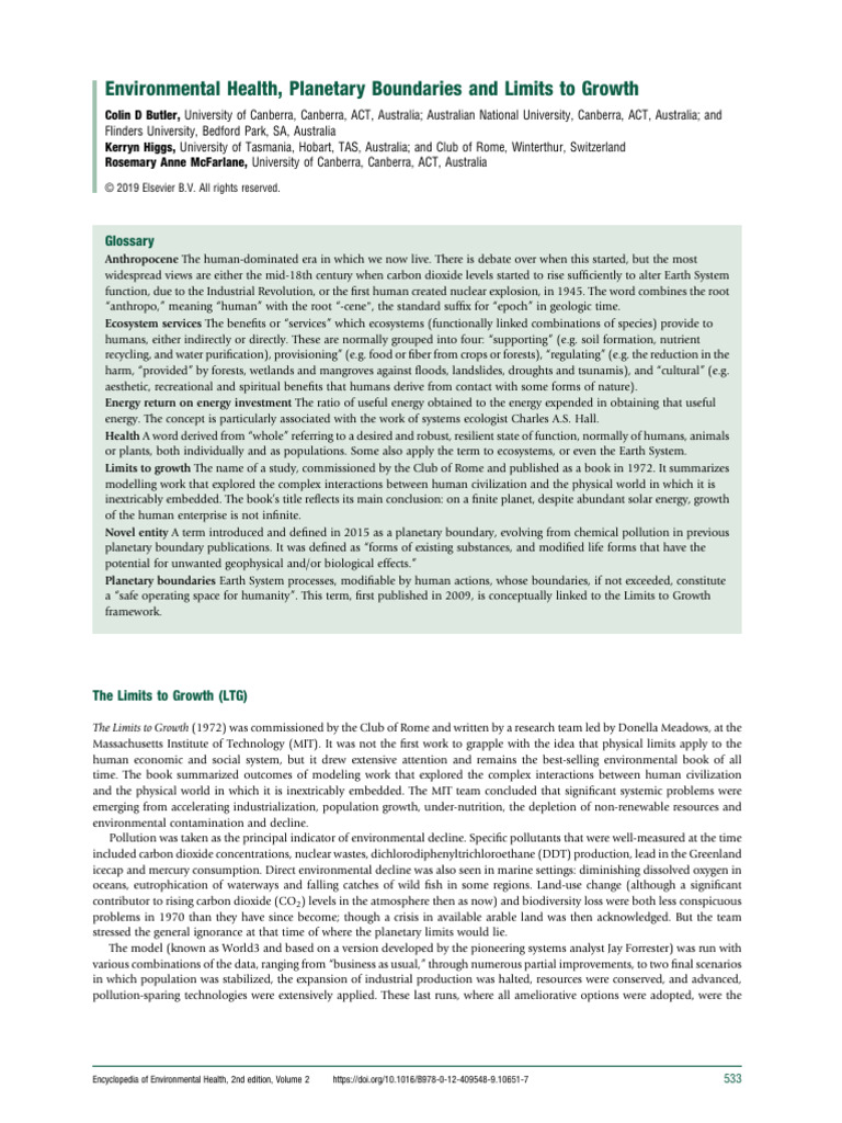 Planetary Boundaries and Environmental Health | PDF | Biodiversity ...