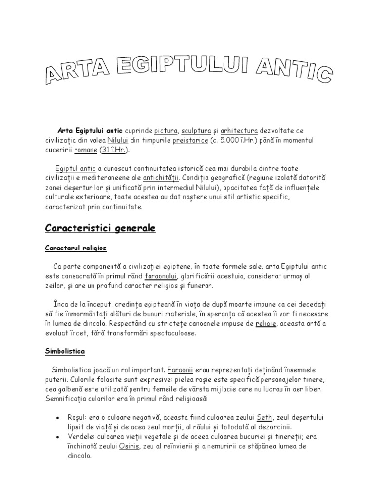 Arta Egiptului Antic Cuprinde Pictura | PDF