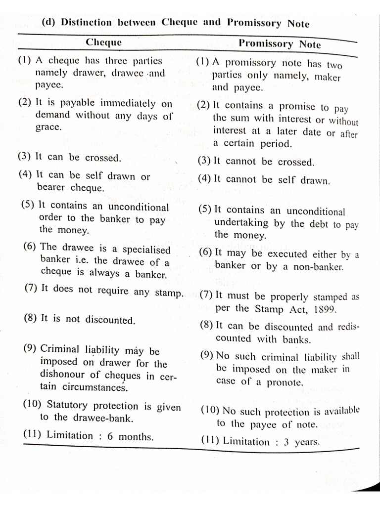 Unit 3 Topic - Distinction BTW Cheque, PN, BOE | PDF