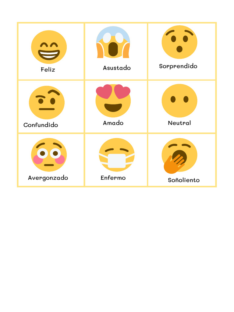 Bingo de Emojis y Emociones para Niños | PDF