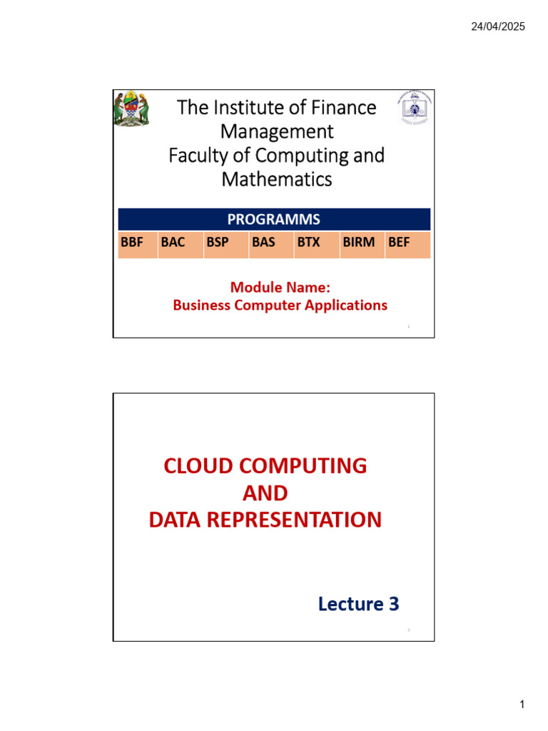 Lecture - 3 - Cloud Computing and Data Respresentation | PDF | Cloud Computing | Software As A ...