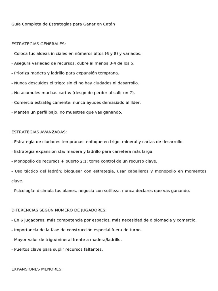 Guia Estrategias Catan | PDF