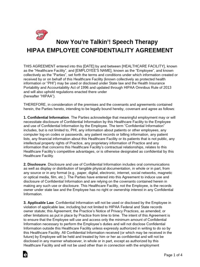 HIPAA-Employee-Confidentiality-Non-Disclosure-Agreement-NDA | PDF ...