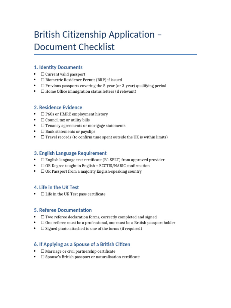 British_Citizenship_Checklist | PDF