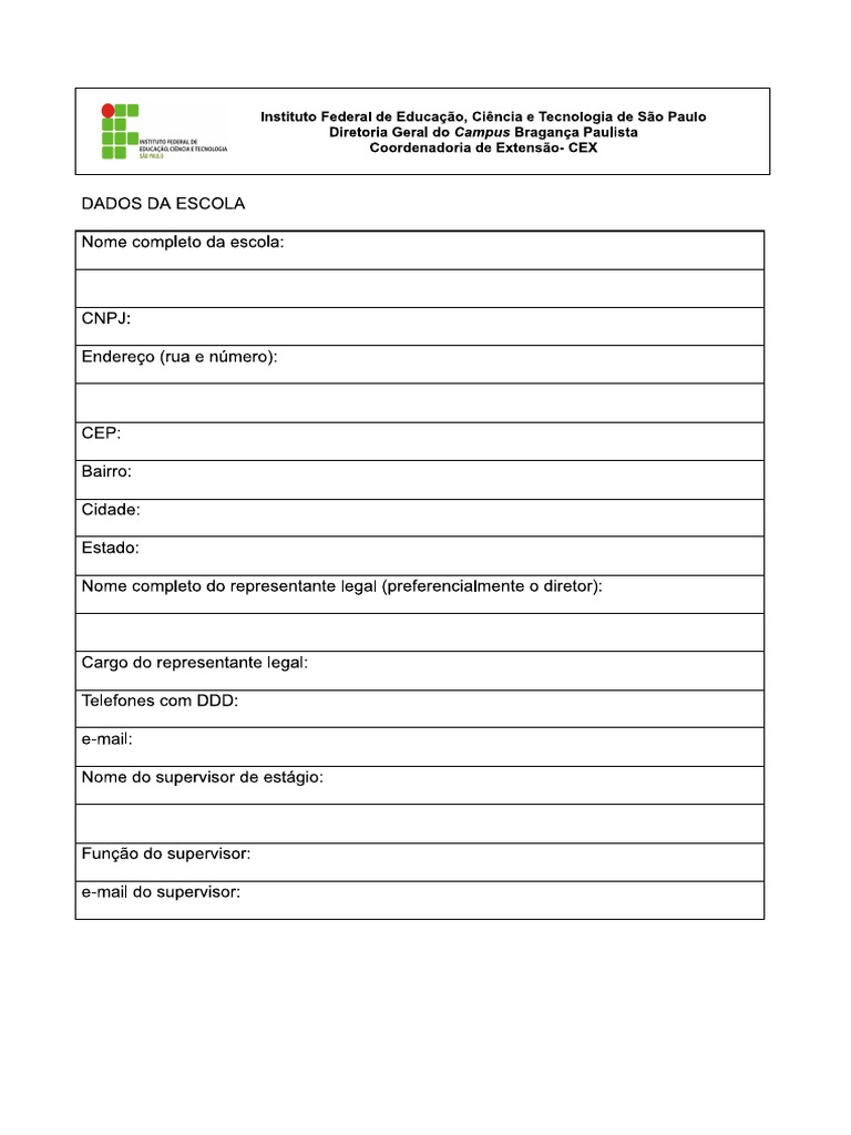 Formulário - Dados Da Escola | PDF