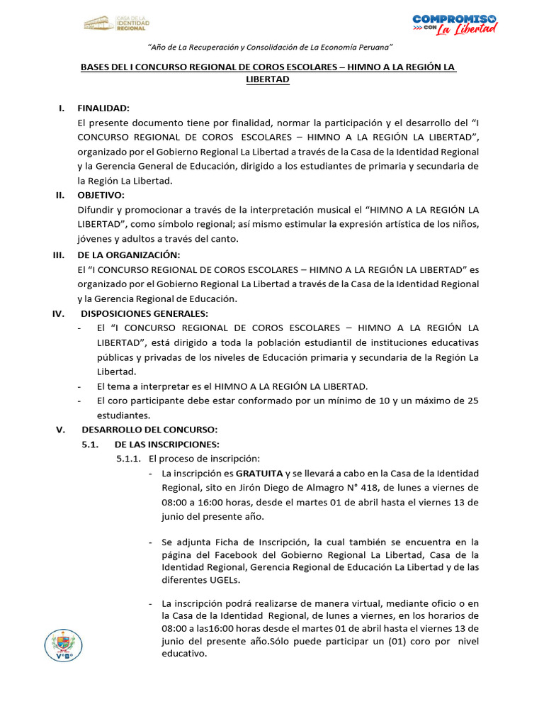 Bases Del I Concurso de Coros Escolares - Himno A La Región La Libertad 2025 (F) (F) (F) (F) (F ...