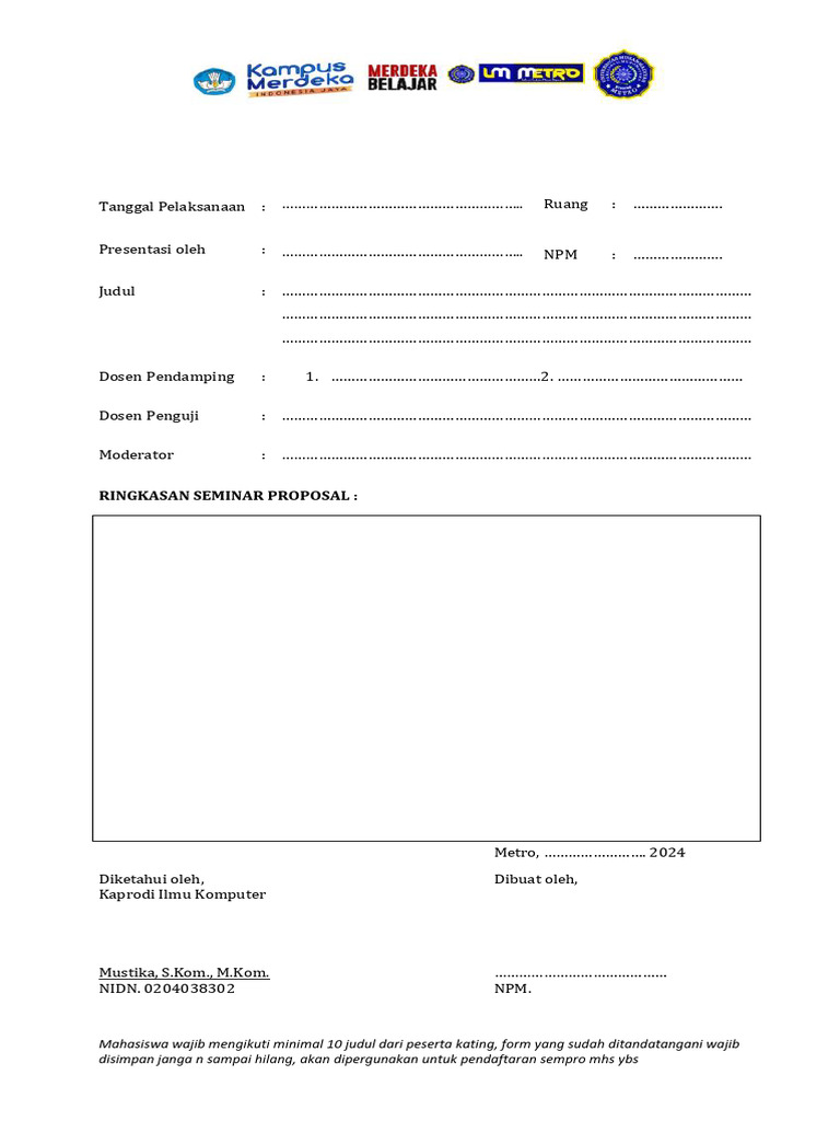 Form Ringkasan Hasil Seminar | PDF