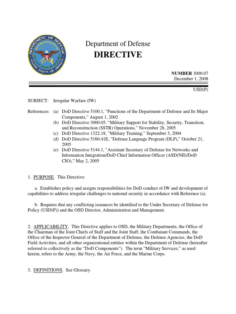 Directive: Department of Defense | PDF | United States Department Of ...