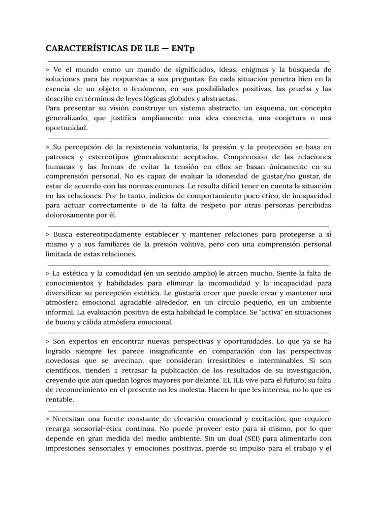 ILE - ENTp | PDF | Las emociones | Percepción
