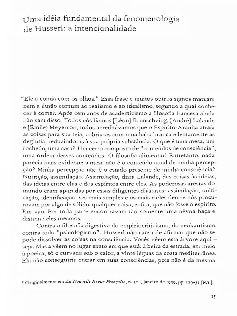 Intencionalidade na Fenomenologia de Husserl | PDF | Metafísica ...