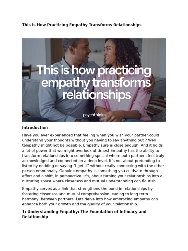 This Is How Practicing Empathy Transforms Relationships Shahzeb | PDF ...