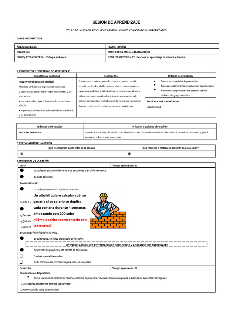 SESION 1 MATEMATICA | PDF | Aprendizaje | Números