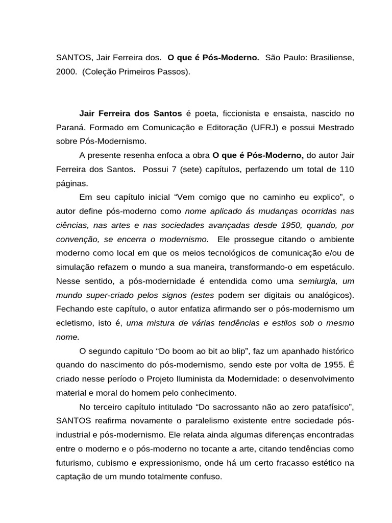 Entendendo a Pós-Modernidade | PDF | Pós-modernismo | Niilismo